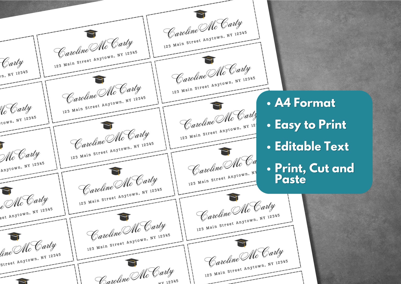 Editable Graduation Return Address Label Template, Printable Graduation ...
