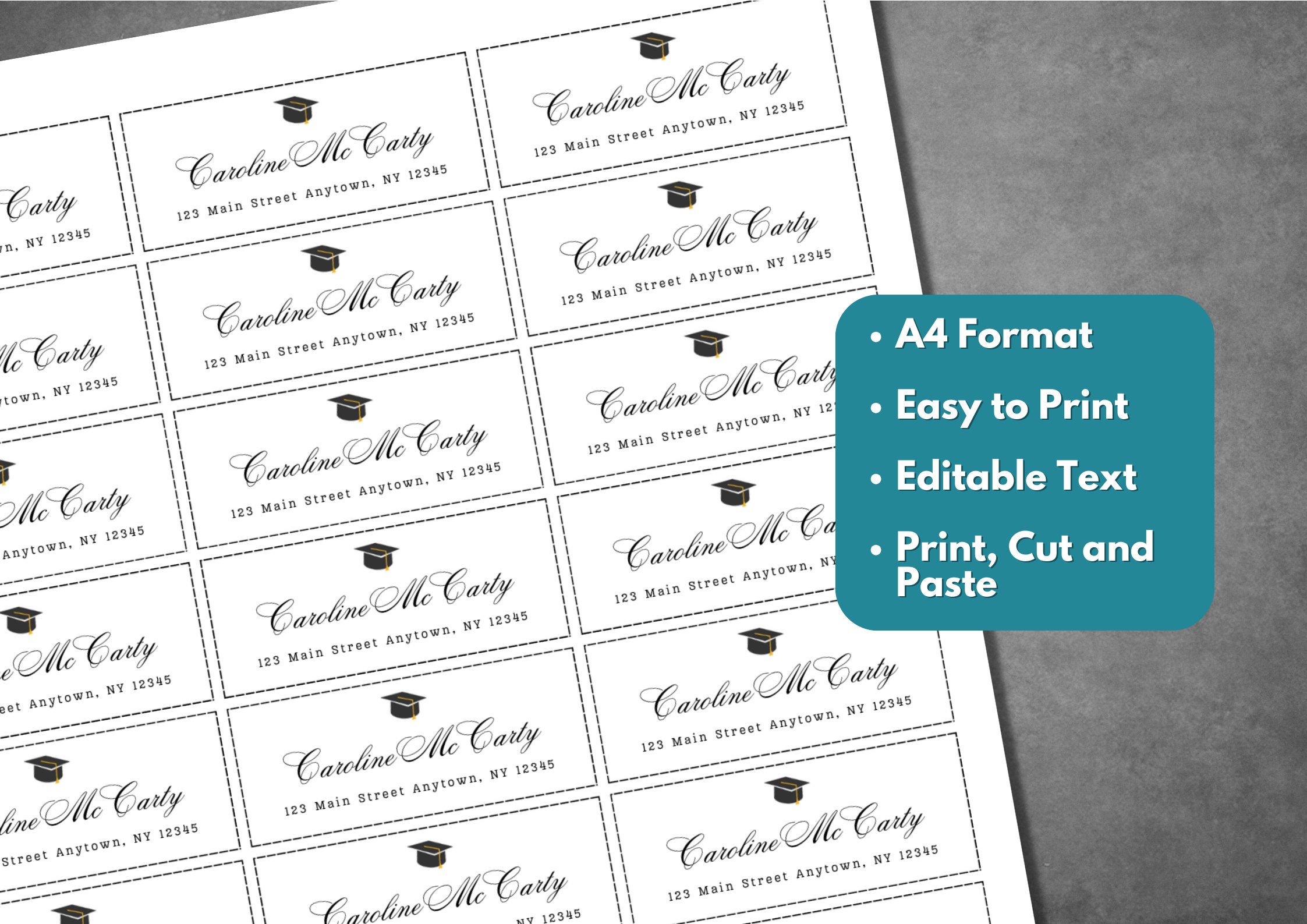 Editable Graduation Return Address Label Template, Printable Graduation ...