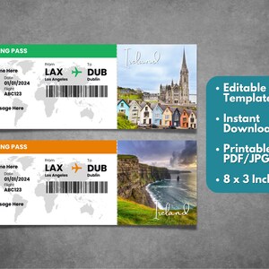 Editable Ireland Boarding Pass Template, Dublin Trip Ticket (canva ...