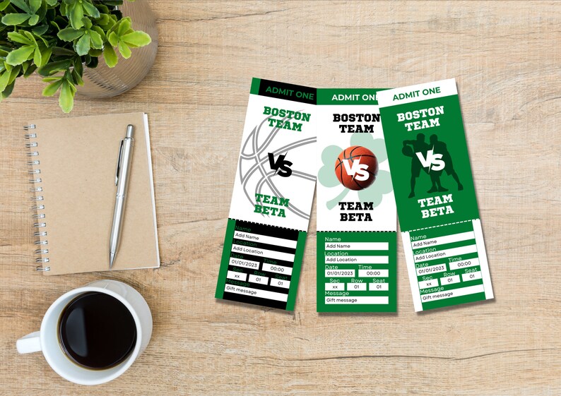Editable Boston Basketball Ticket Template, Surprise Gift (digital) - Etsy
