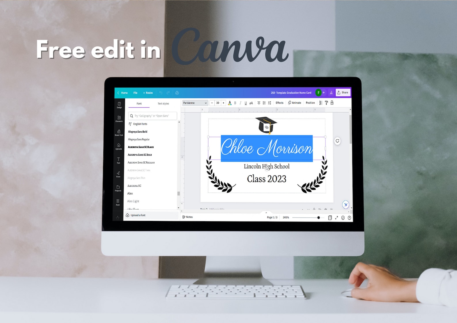 Printable Graduation Name Card Template, Class of 2023 (CANVA) - Etsy