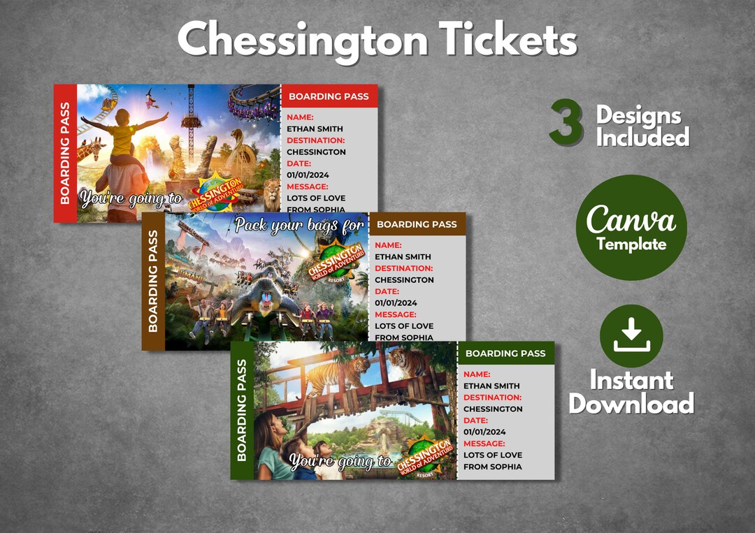 Editable Chessington Surprise Ticket Template, Printable Chessington ...