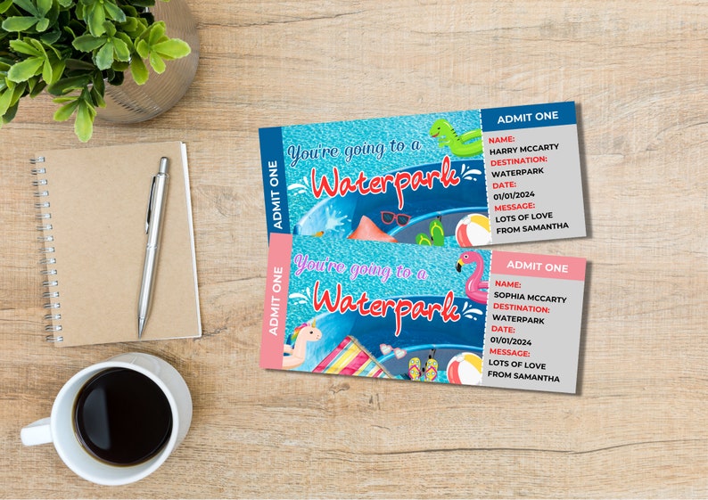 Editable Waterpark Ticket Template, Printable Waterpark Ticket for Boy ...