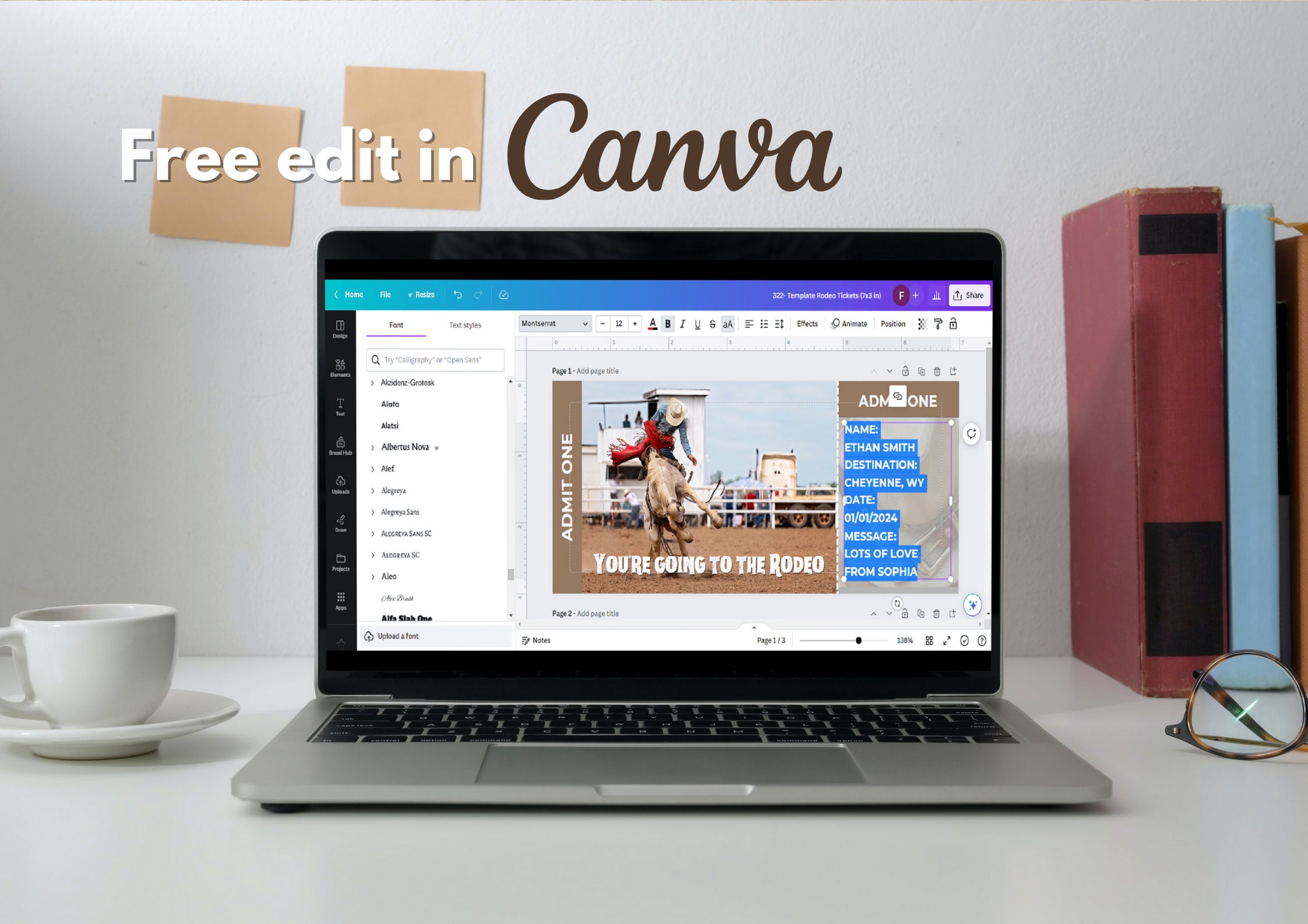 Editable Rodeo Ticket Template, Printable Rodeo Voucher Invitation ...