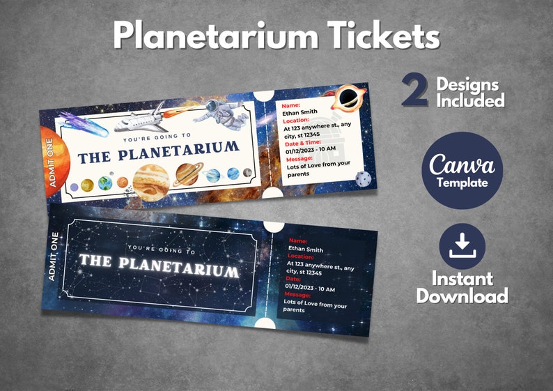 Editable Planetarium Ticket Template, Printable Planetarium Voucher ...