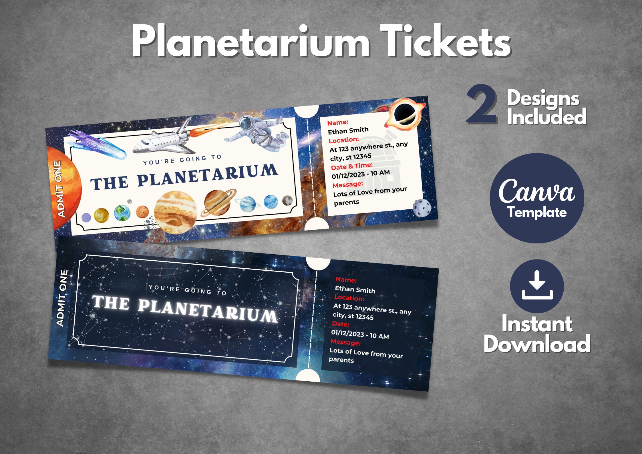 Editable Planetarium Ticket Template, Printable Planetarium Voucher ...