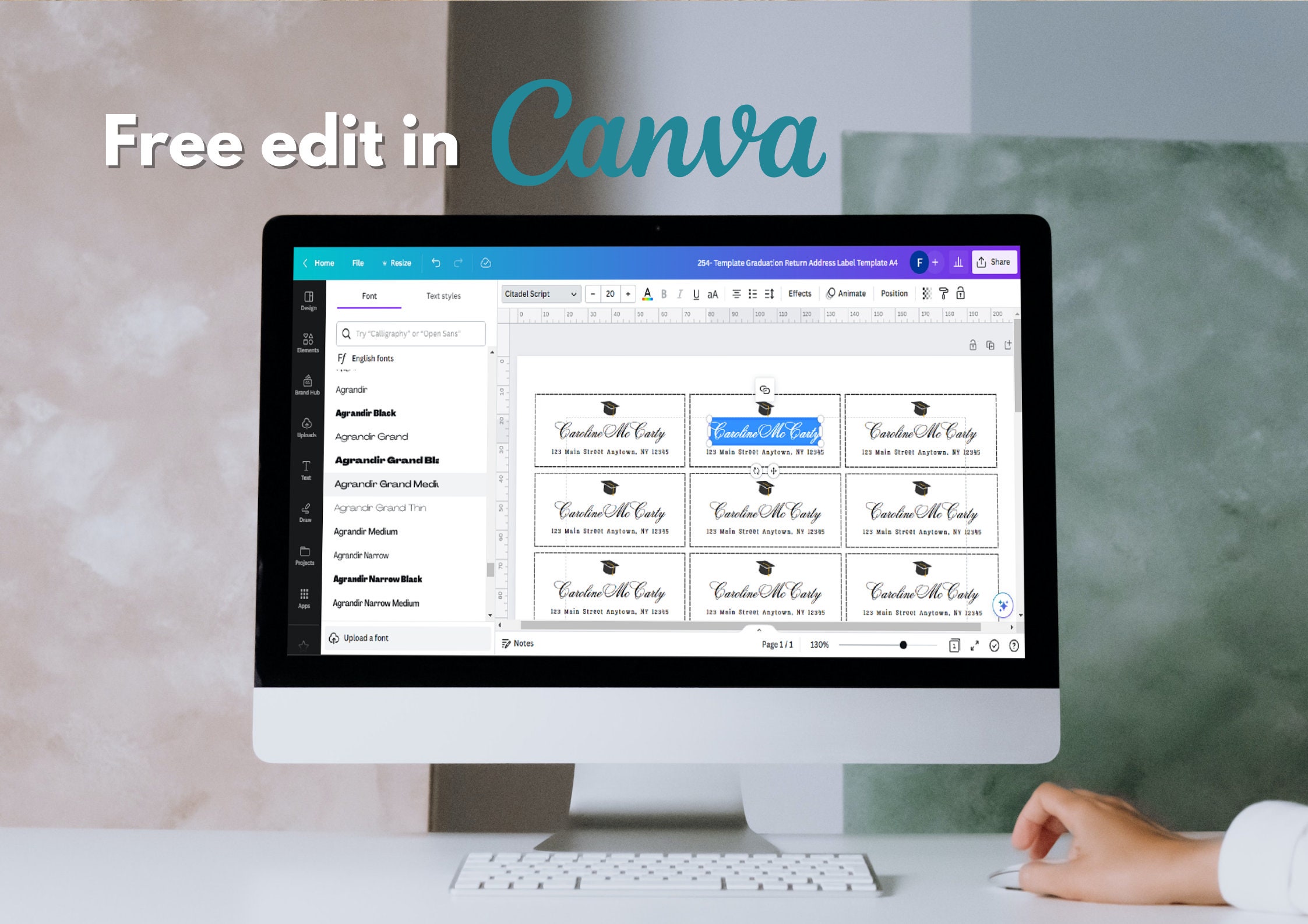 Editable Graduation Return Address Label Template, Printable Graduation ...