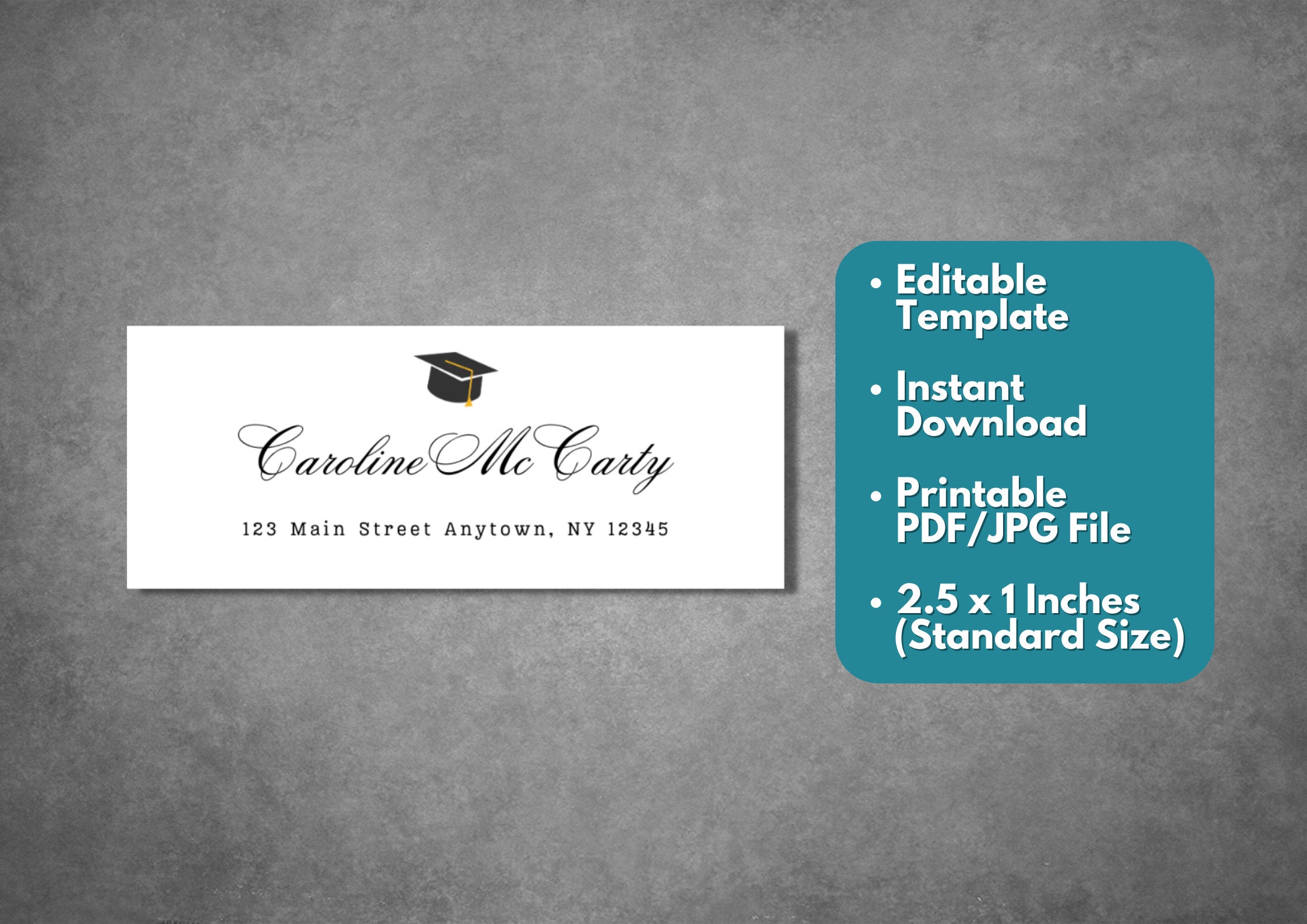 Editable Graduation Return Address Label Template, Printable Graduation ...