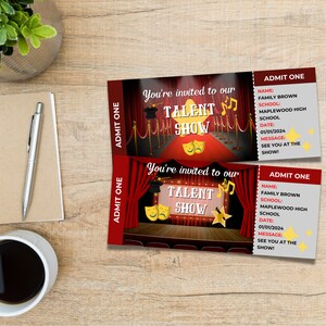Editable Talent Show Ticket Template, Printable School Theater Show ...