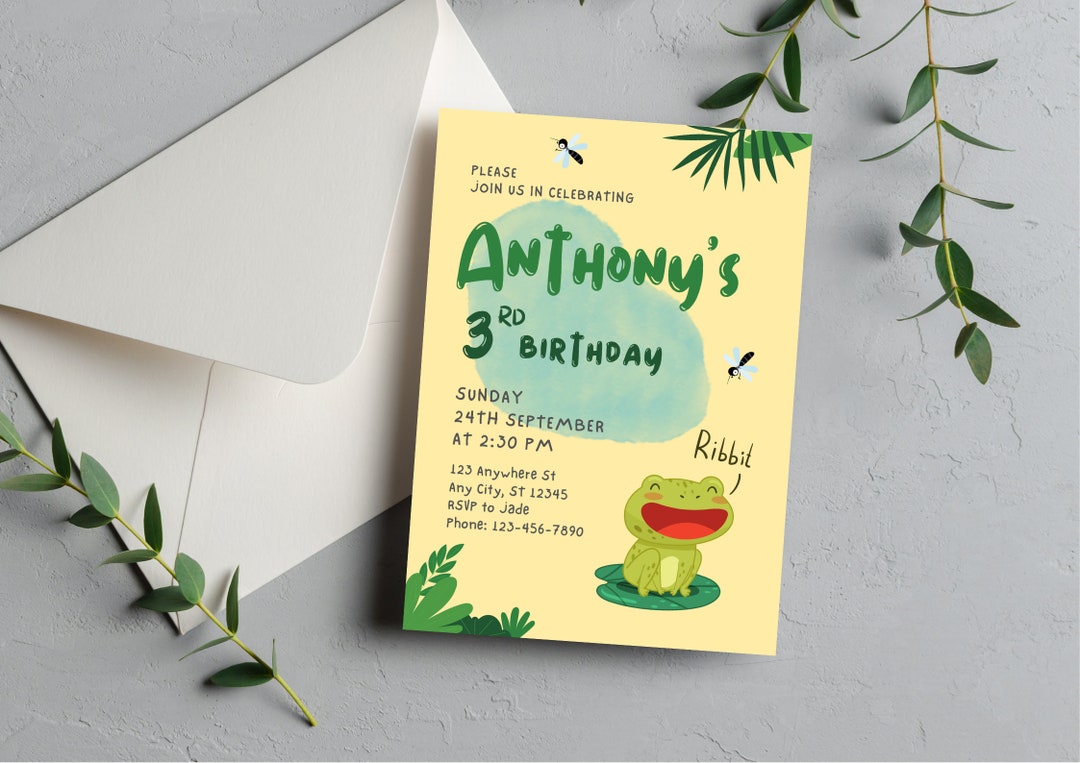 Printable Frog Birthday Invitation Template, Froggy Kids Birthday Party ...