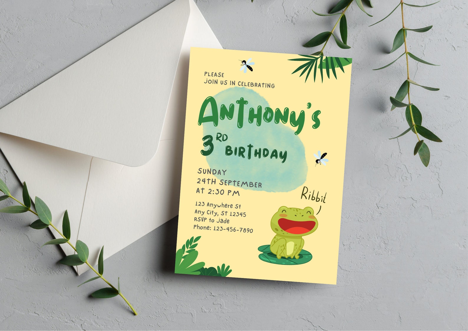 Printable Frog Birthday Invitation Template, Froggy Kids Birthday Party ...
