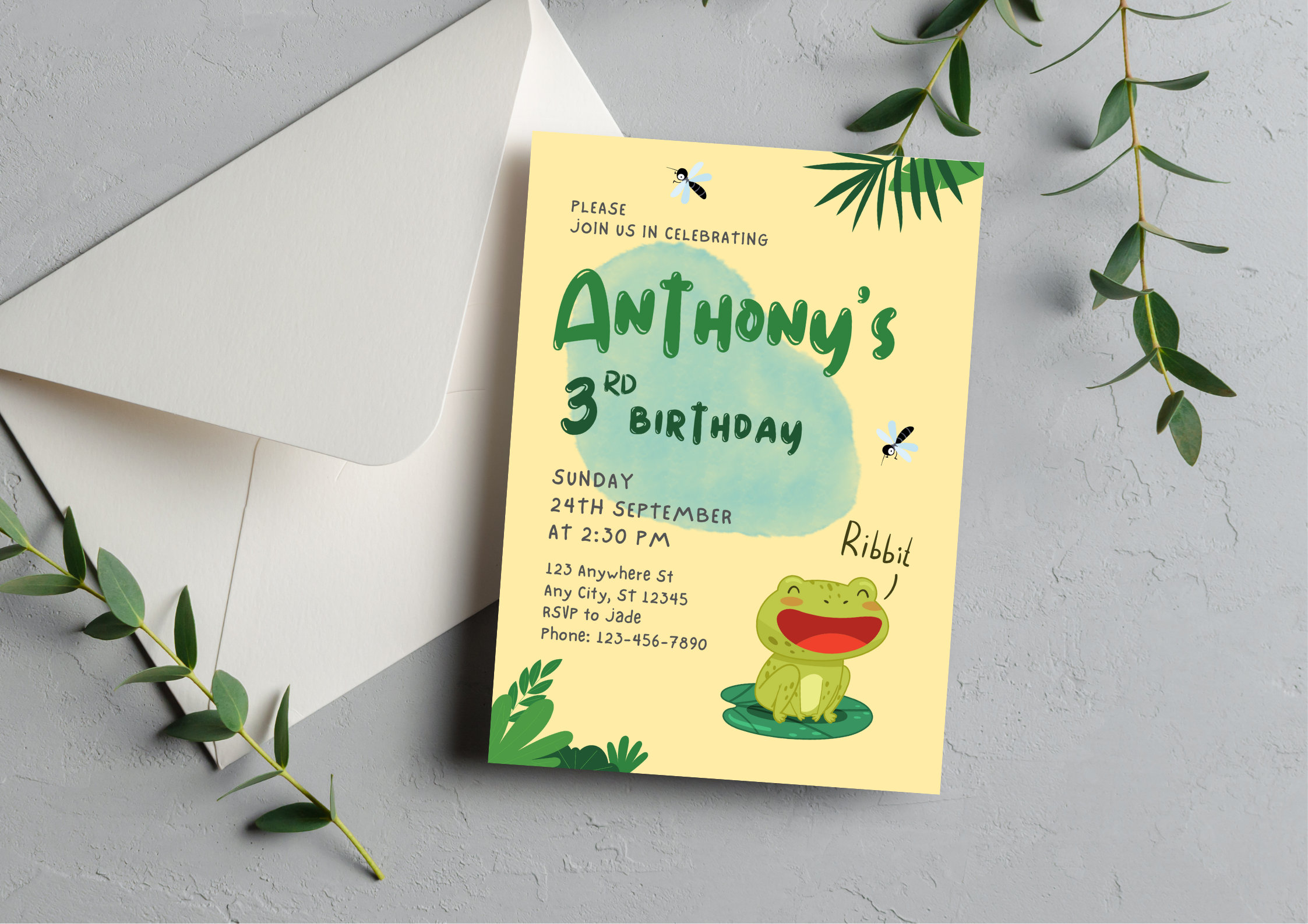 Printable Frog Birthday Invitation Template, Froggy Kids Birthday Party ...