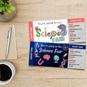 Editable Science Fair Ticket Template, Printable School Science Fair ...