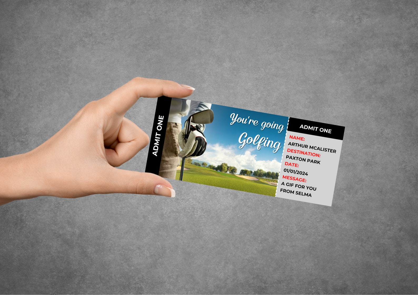 Editable Golf Surprise Ticket Template, Printable Golfing Gift (instant ...