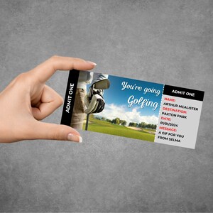 Editable Golf Surprise Ticket Template, Printable Golfing Gift (instant ...