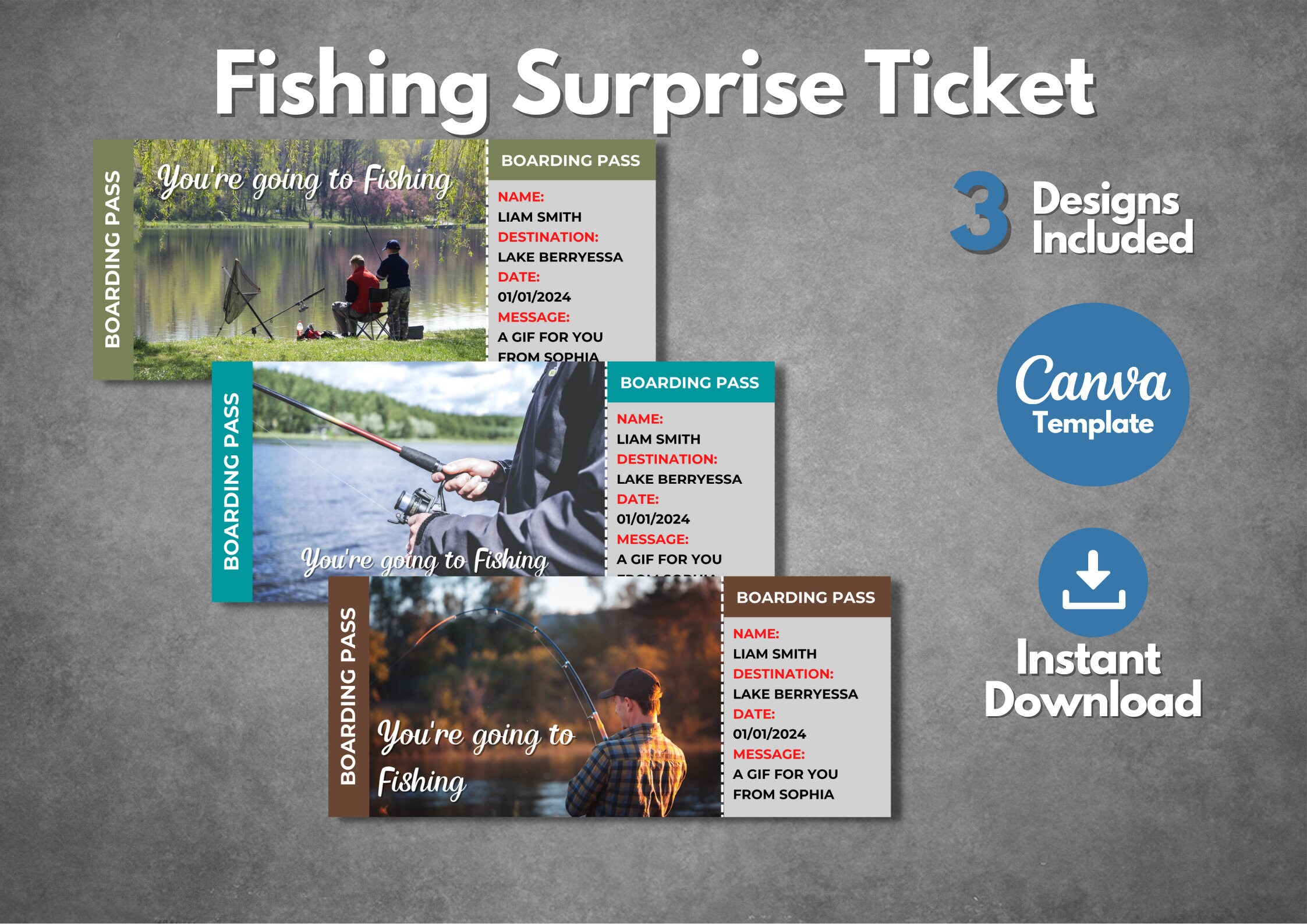 Editable Fishing Surprise Gift Ticket Template, Printable Fishing Trip ...