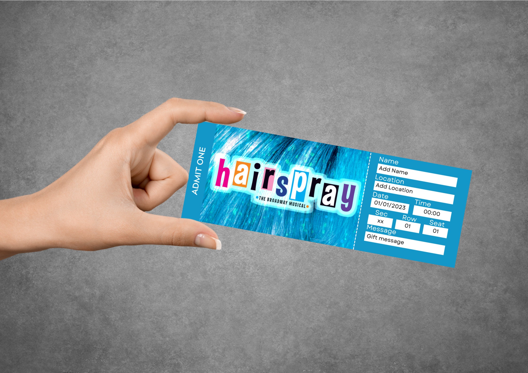 Editable Hairspray the Broadway Musical Surprise Ticket Template ...