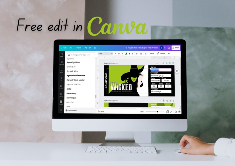 Editable Wicked Surprise Ticket Template, Printable Wicked Broadway ...