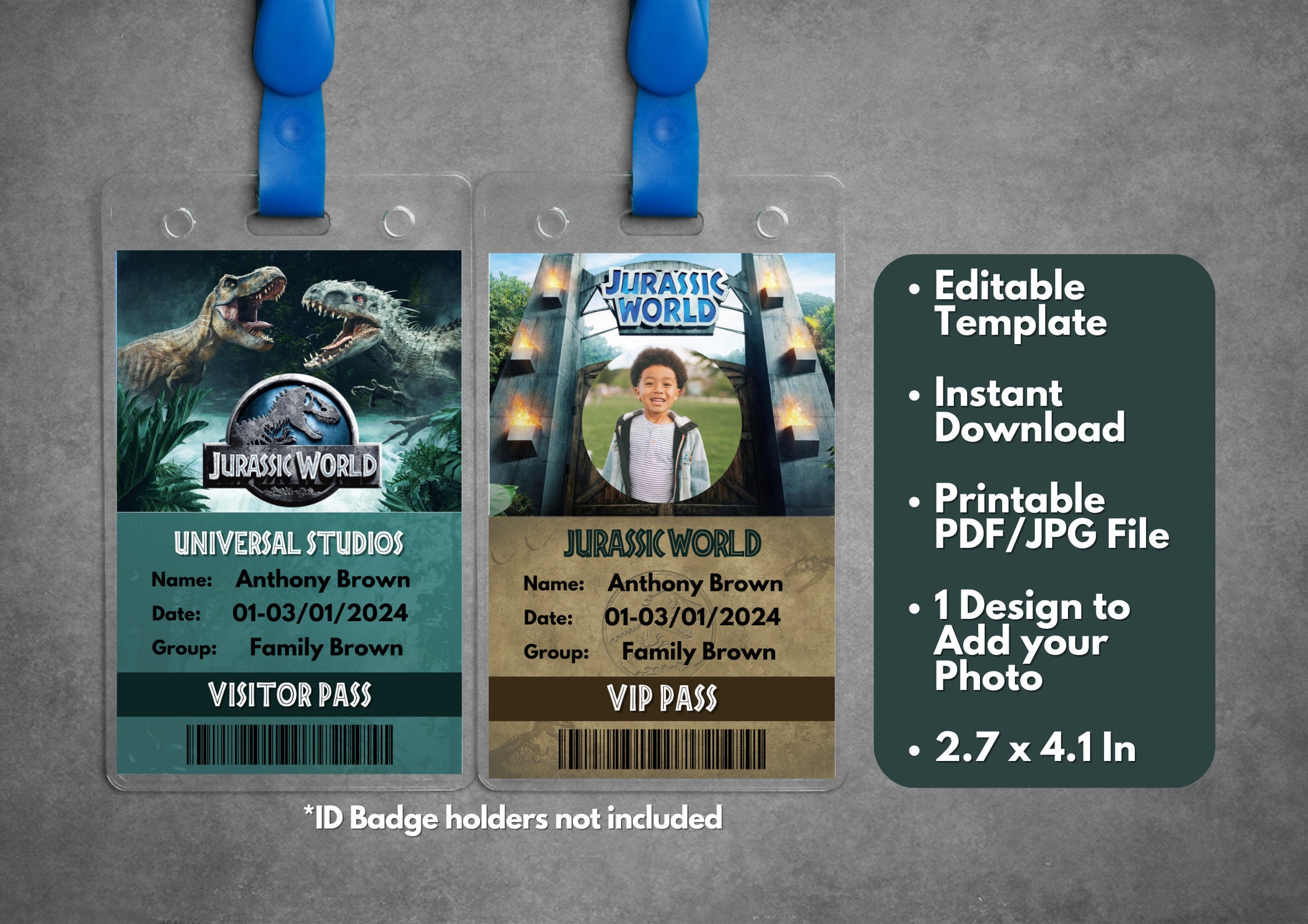 Editable Jurassic World ID Badges Template, Printable Jurassic World ...