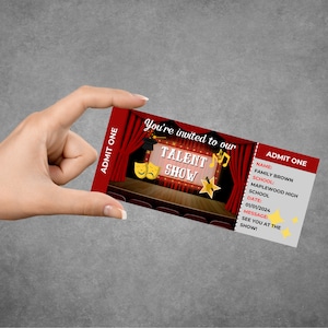 Editable Talent Show Ticket Template, Printable School Theater Show ...