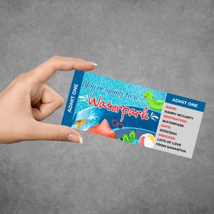 Editable Waterpark Ticket Template, Aquapark Party Invite (canva ...