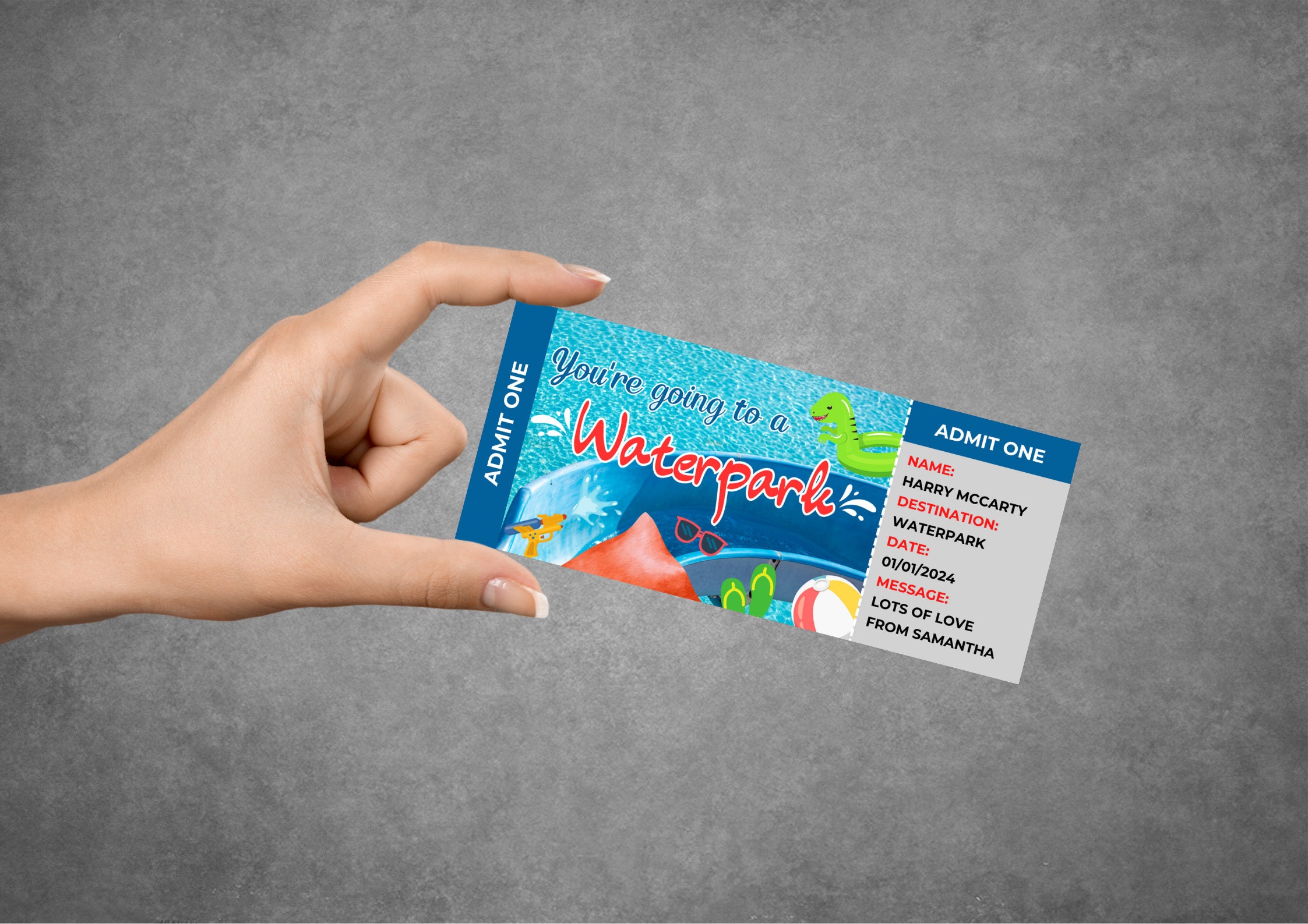 Editable Waterpark Ticket Template, Aquapark Party Invite (canva ...