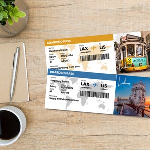 Editable Lisbon Boarding Pass Template, Printable Lisbon Trip Gift ...