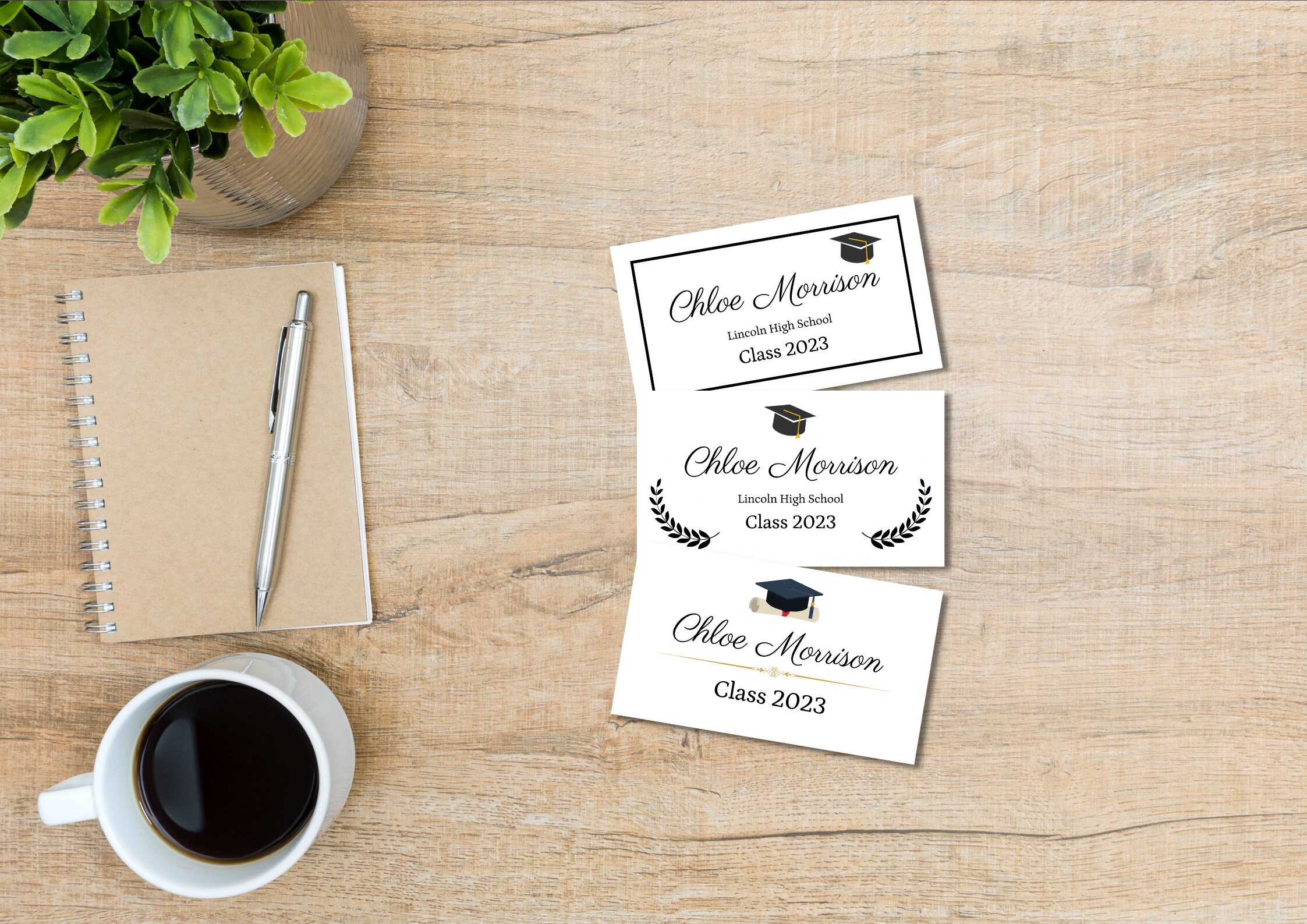 Editable Graduation Name Card Template, Printable Class 2023 Graduation ...