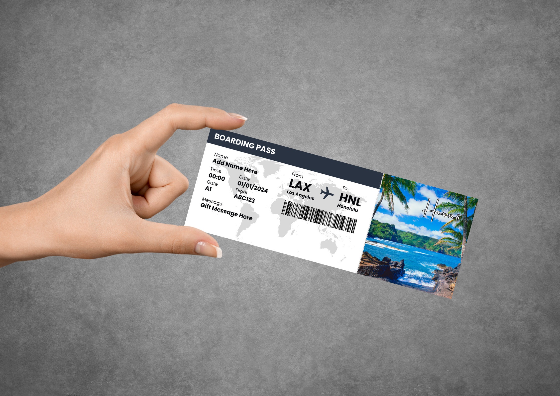 Editable Hawaii Boarding Pass Template, Honolulu Trip Ticket (canva ...