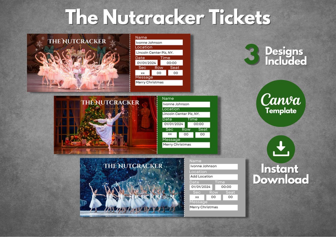 Editable the Nutcracker Ticket Template, Printable Nutcracker Theatre ...