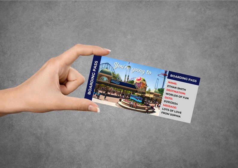 Editable Worlds of Fun Surprise Ticket Template, Printable Oceans of ...
