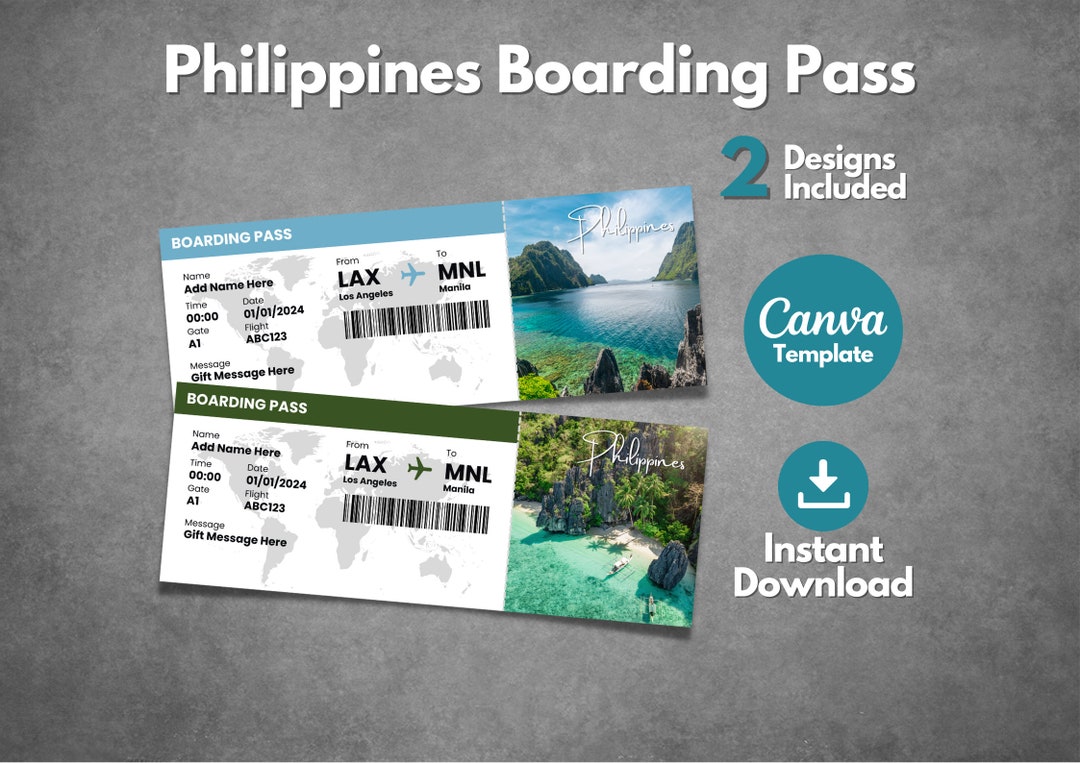 Editable Philippines Boarding Pass Template, Printable Philippines ...
