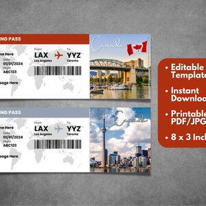 Canada Trip Boarding Pass Template, Custom Vacation Ticket (canva ...