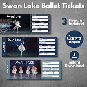 Swan Lake Ballet Ticket Template, Customizable Canva Design (digital ...