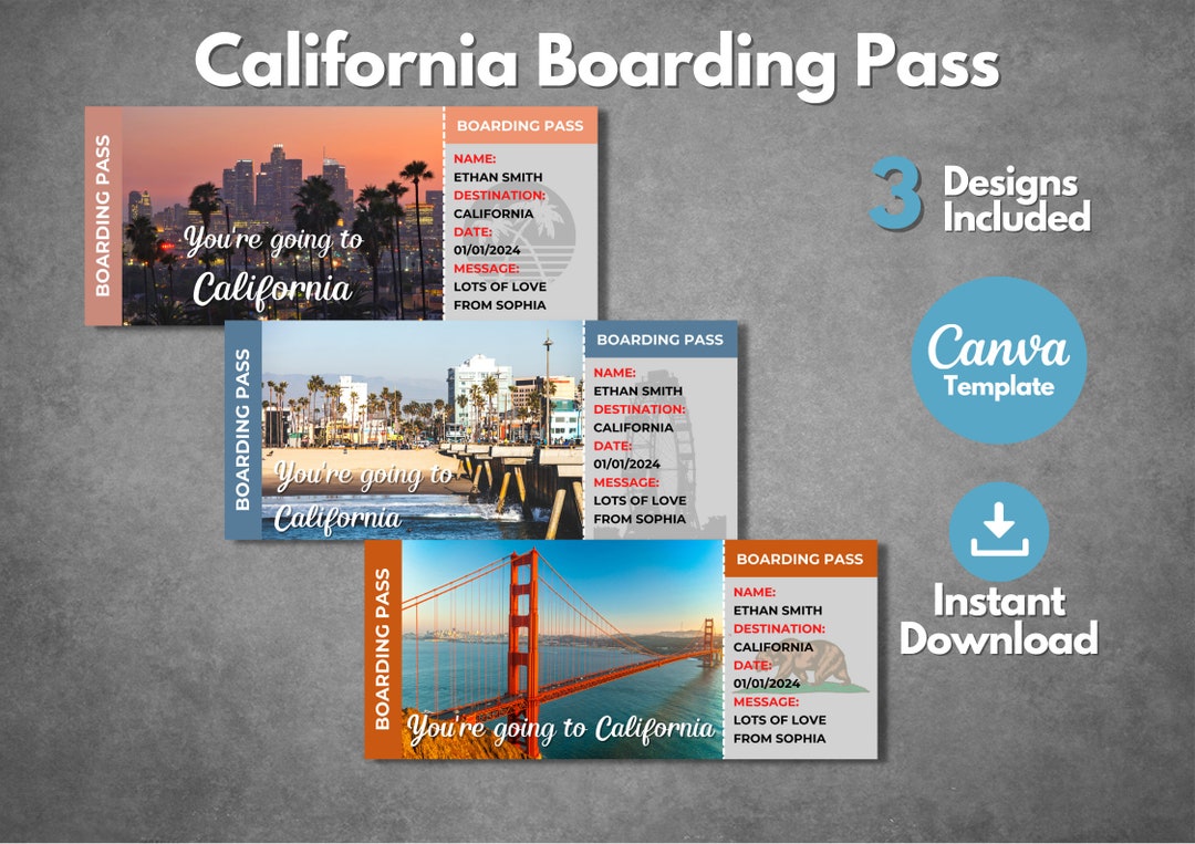 Editable California Surprise Ticket Template, Printable California ...