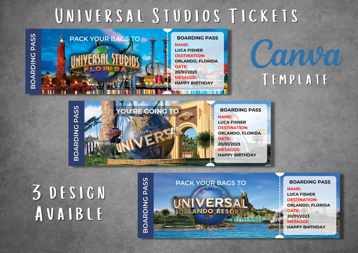 Editable Universal Studios Surprise Ticket Template, Printable ...