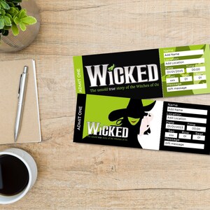 Editable Wicked Surprise Ticket Template, Printable Wicked Broadway ...