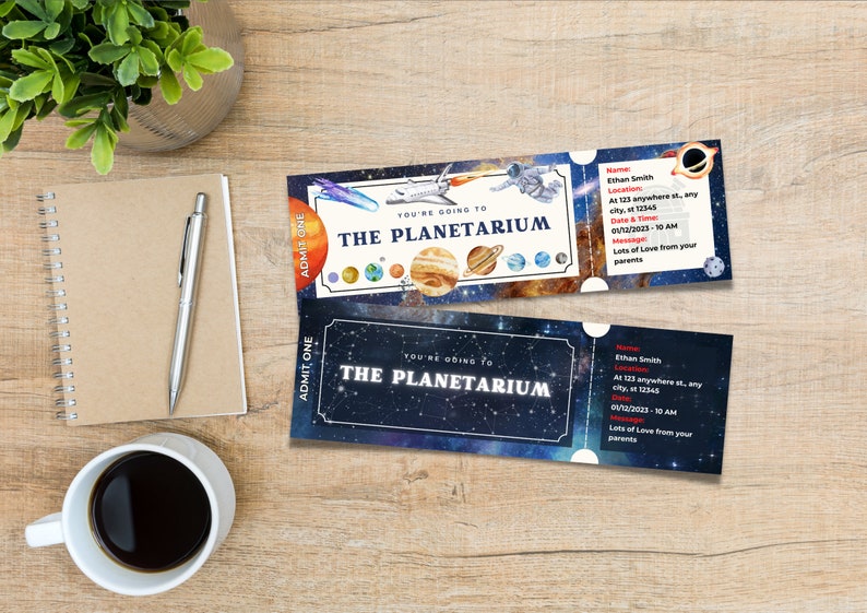 Editable Planetarium Ticket Template, Printable Planetarium Voucher ...