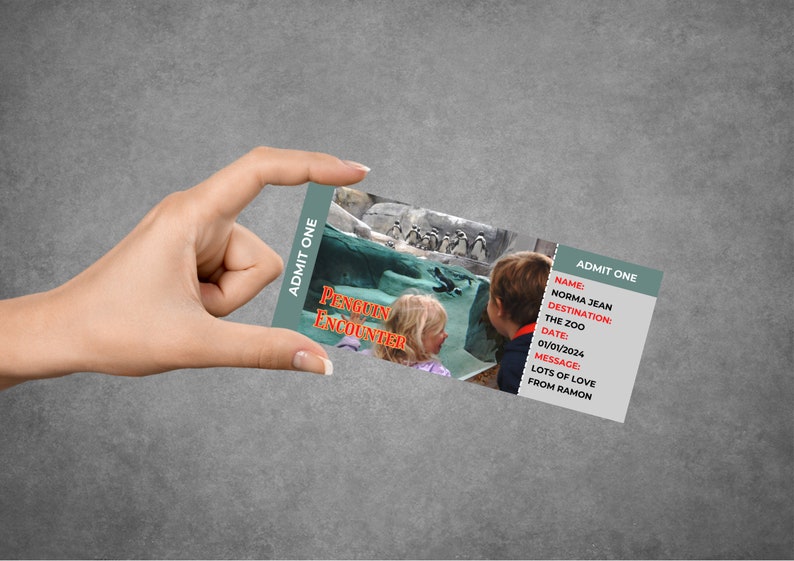 Penguin Encounter Ticket Template, Surprise Trip Boarding Pass (canva ...