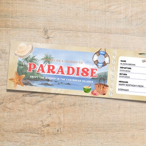 Editable Beach Vacation Boarding Pass, Tropical Island Gift (canva ...