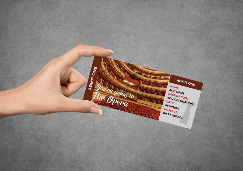 Editable Opera Ticket Template, Printable the Opera Show Voucher ...