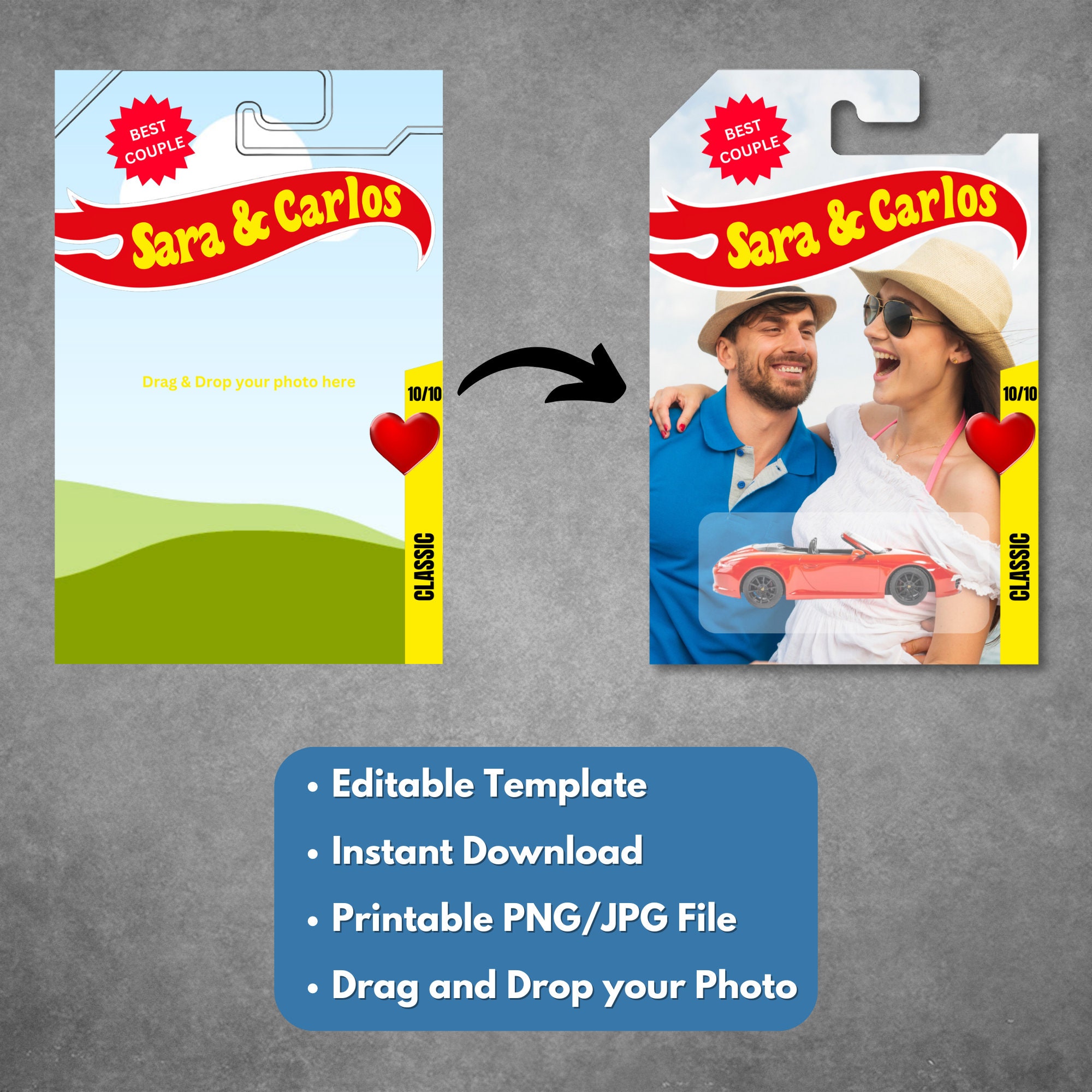 Editable Couple Toy Car Packaging Template, Printable Love Car Toy Gift ...