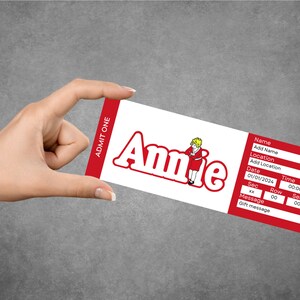 Editable Annie Broadway Show Ticket Template, Printable Annie Theatre ...