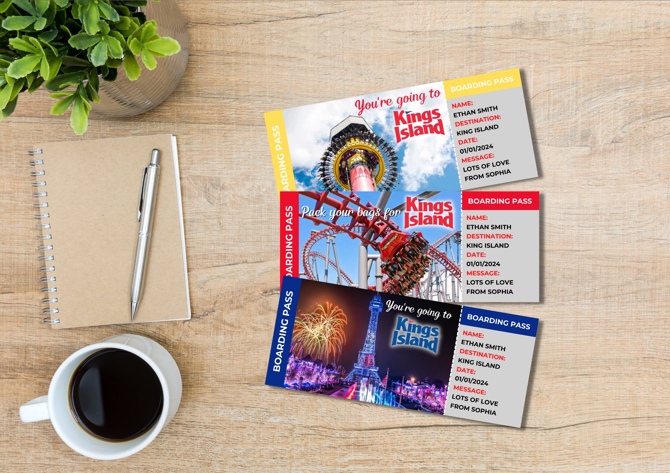 Editable Kings Island Surprise Ticket Template, Printable Kings Island ...