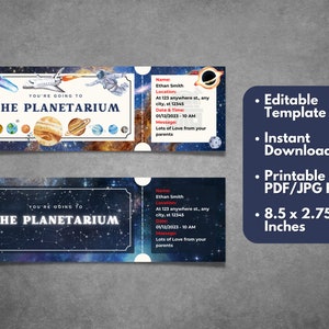 Editable Planetarium Ticket Template, Printable Planetarium Voucher ...