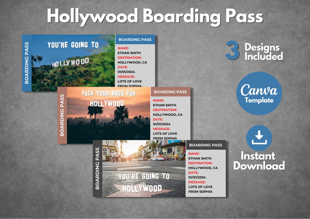 Editable Hollywood Surprise Gift Ticket Template, Printable Hollywood ...