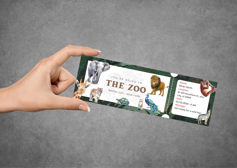 Editable Zoo Ticket Template, Printable the Zoo Surprise Gift Ticket ...