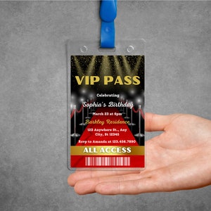 Editable VIP Pass Party Template, Printable Red Carpet VIP Pass ...