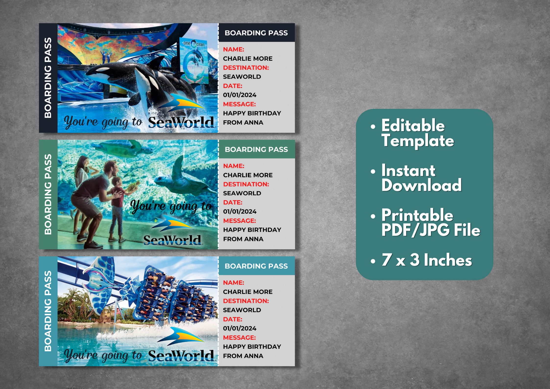 Editable Seaworld Surprise Ticket Template, Printable Seaworld Florida ...