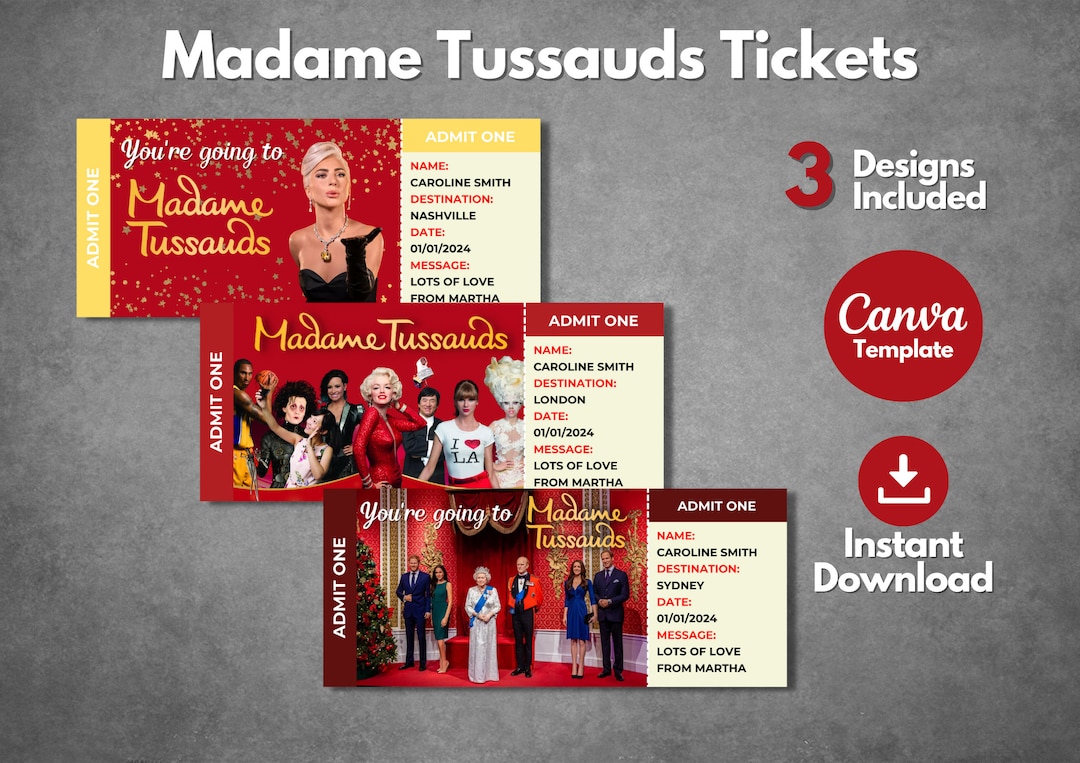 Madame Tussauds Museum Surprise Ticket Template, Printable Madame ...